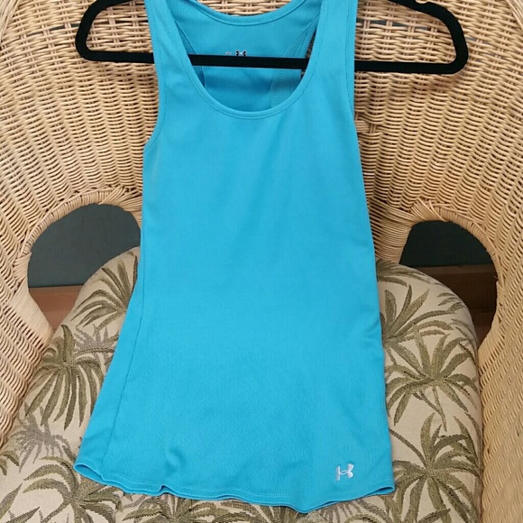 Under Armour | Tops | Under Armor Heatgear Blue Tank Racer Back Sz S ...